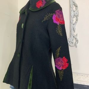 Carson | Jackets & Coats | Carson Floral Embroidered Pleated Jacket ...